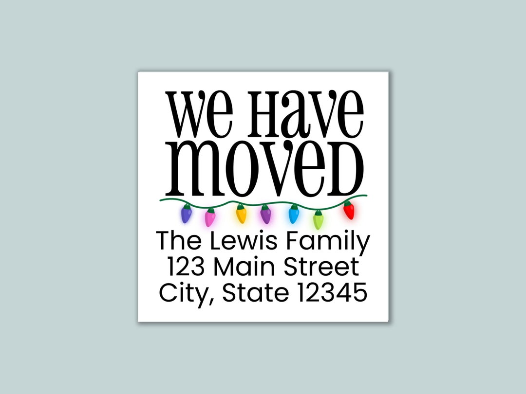 Personalized New Address Sticker | Colorful Christmas Lights Address ...