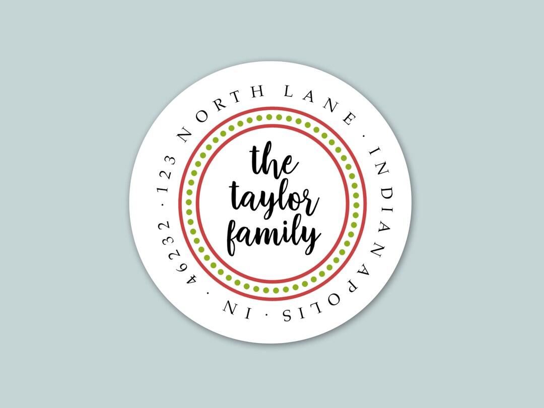 Personalized Round Return Address Label | Dotty Red Round Address ...