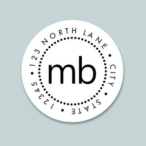Personalized Round Return Address Label | Modern Initials Round Address ...