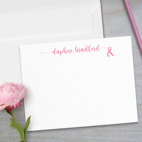 Cancer Ribbon Note Cards Chemo Thank You Cards Flat Notes - Etsy