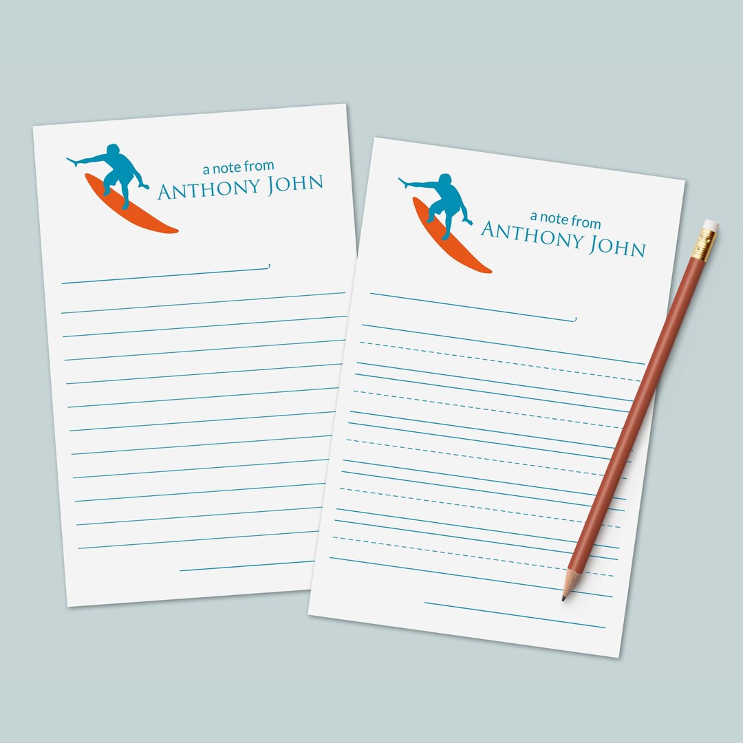 Personalized Lined Letter Writing Paper for Kids | Surfer Stationery ...