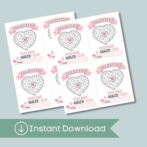 Maze Valentine Cards: Printable DIY Kids' Valentine (digital Download ...
