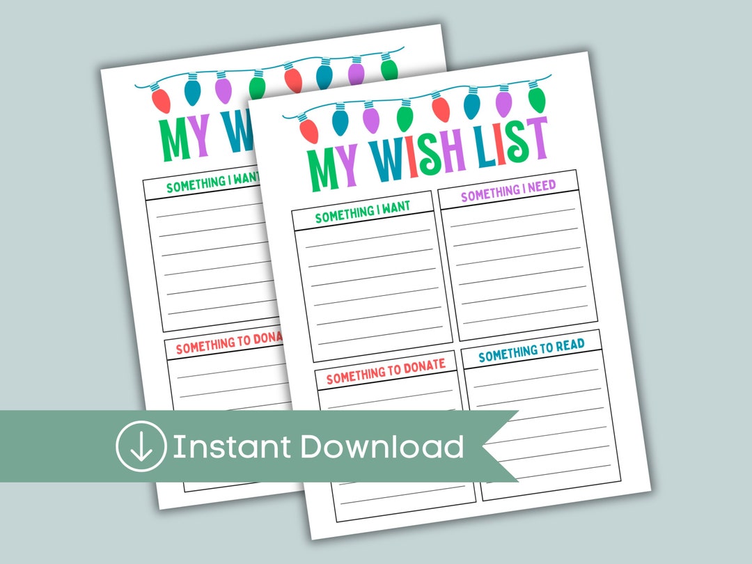 Printable Holiday Wish List for Kids | Christmas Wish List | Hanukkah ...