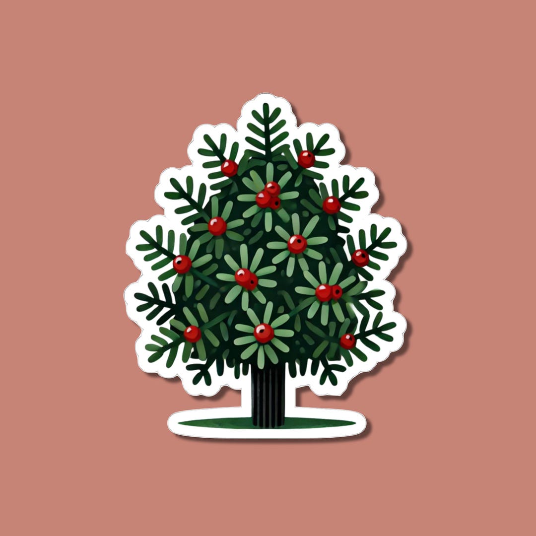Yew Tree Sticker, Evergreen Tree Decal, Ancient Forest Vinyl, Botanical ...