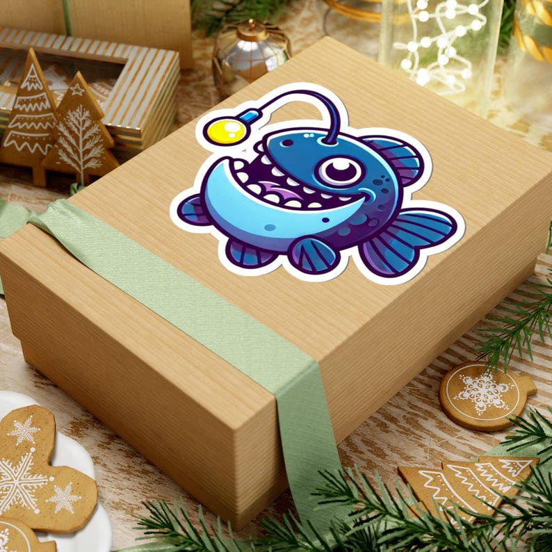 Anglerfish Sticker, Deep Sea Creature Decal, Bioluminescent Vinyl ...