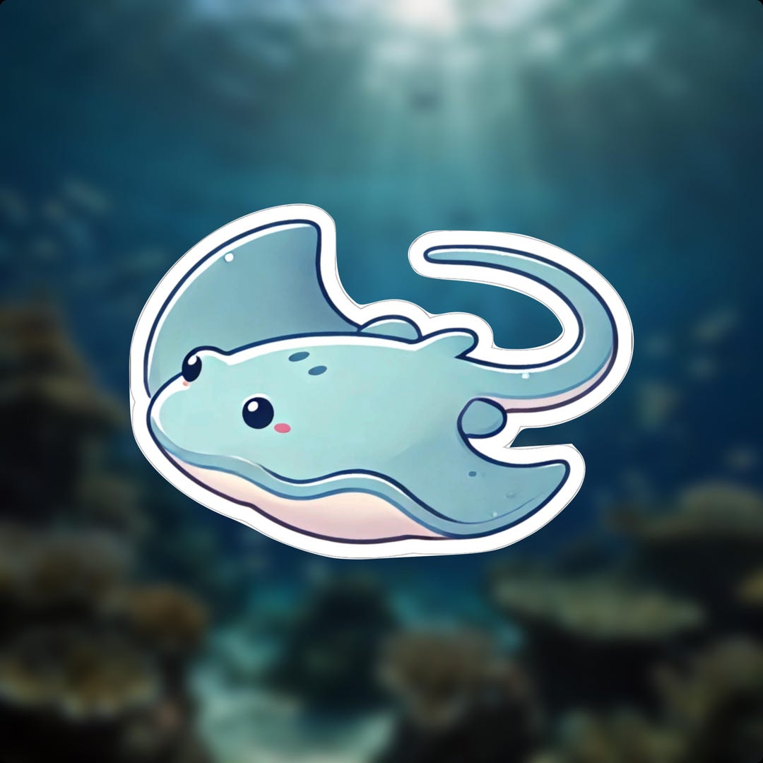 Stingray Sticker, Ocean Creature Decal, Underwater Life Vinyl, Marine ...