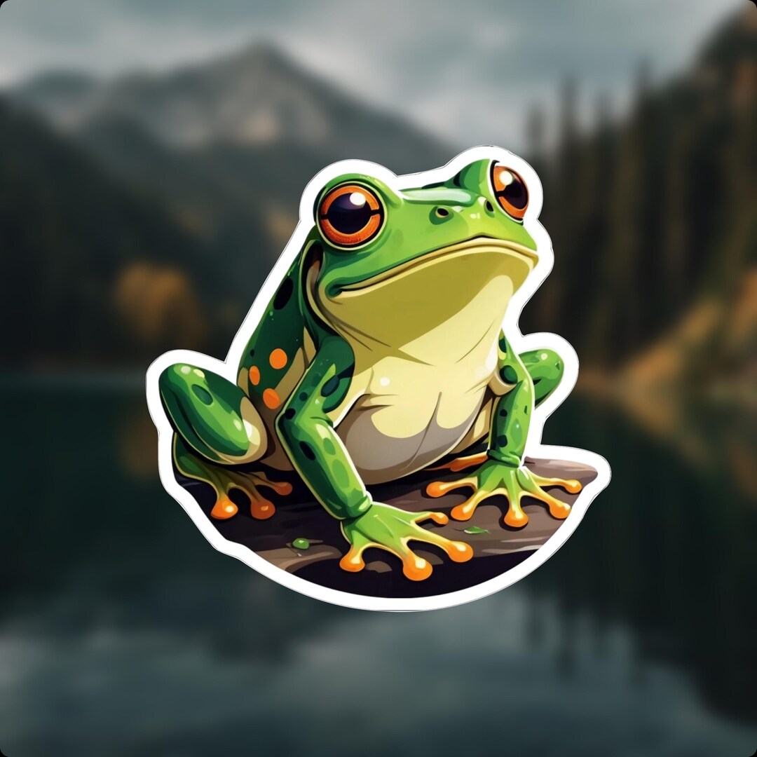 Green Frog Stickers, Cute Animal Sticker Sheet, Nature Lover Decals ...