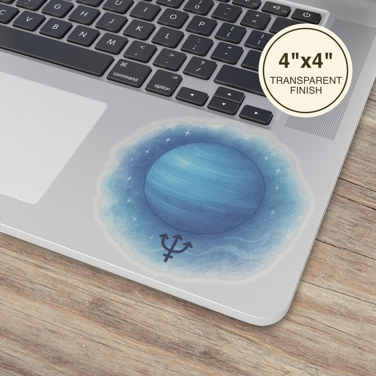 Neptune Planet Sticker, Astrology Vinyl Decal, Celestial Ocean Blue Art ...