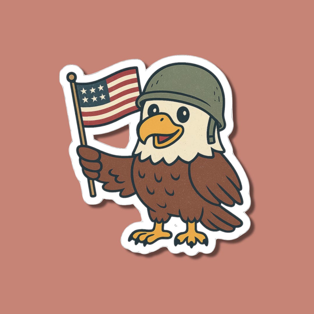 Patriotic Eagle With Flag Sticker, Bald Eagle Decal, American Flag ...