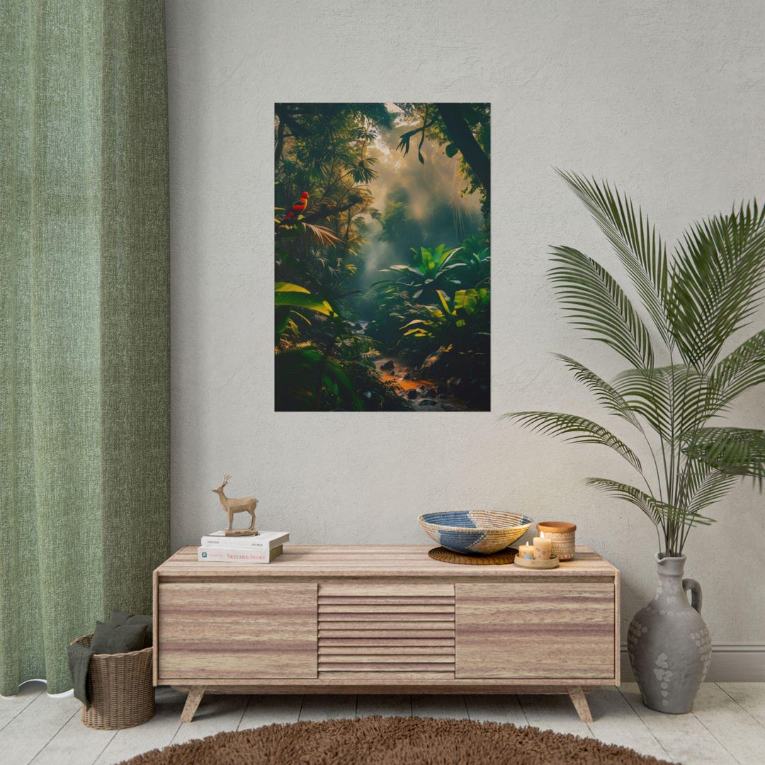 Jungle Poster, Lush Rainforest Wall Art, Tropical Greenery Print ...