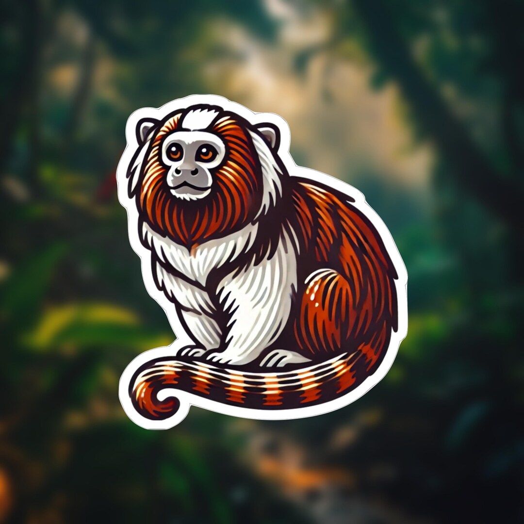 Tamarin Sticker, Small Primate Decal, Cute Monkey Vinyl, Wildlife ...