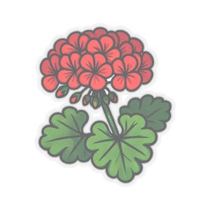 Geranium Sticker, Bright Garden Flower Decal, Potted Plant Vinyl ...