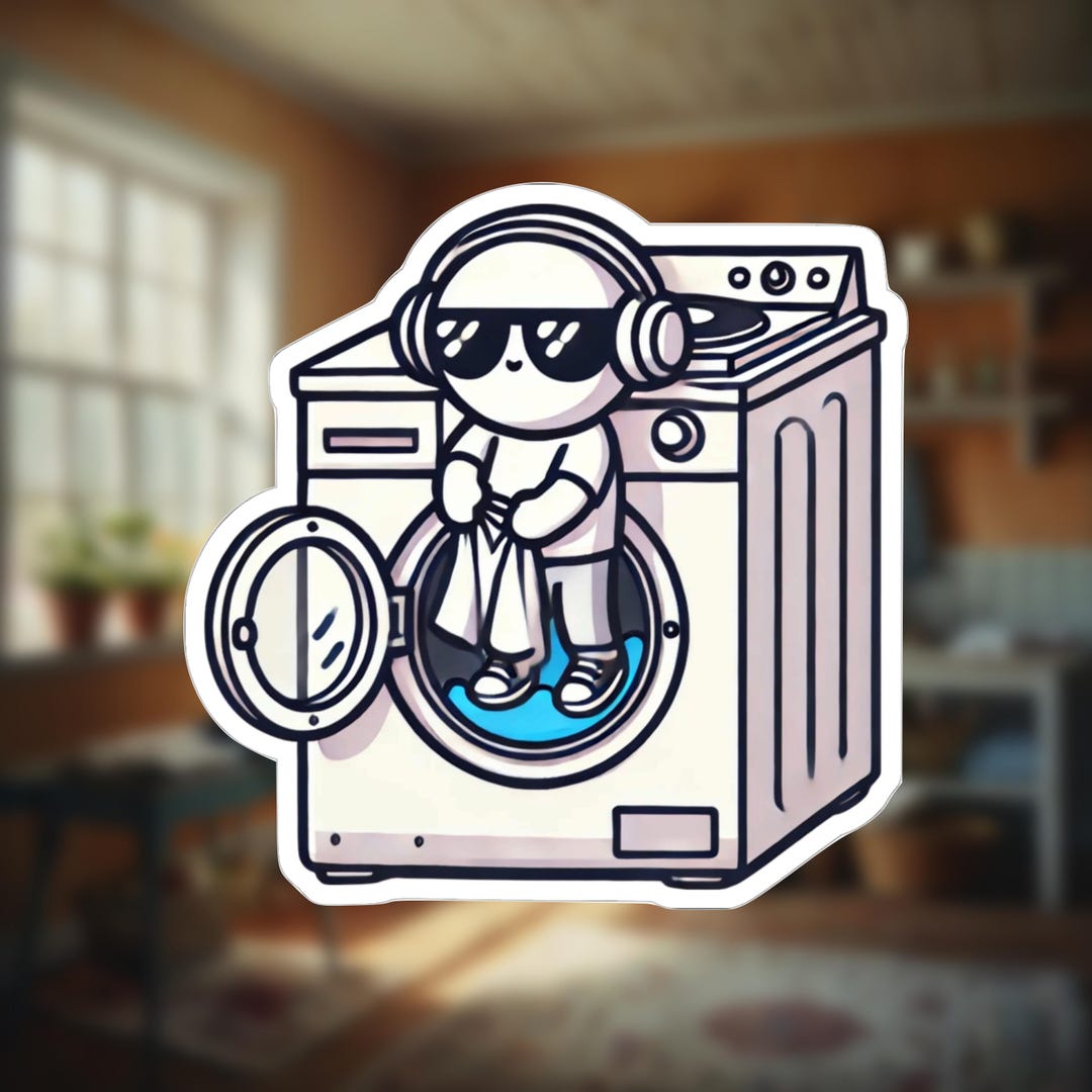 DJ Doing Laundry Sticker, Musician Chore Decal, Funny Vinyl, Turntable ...