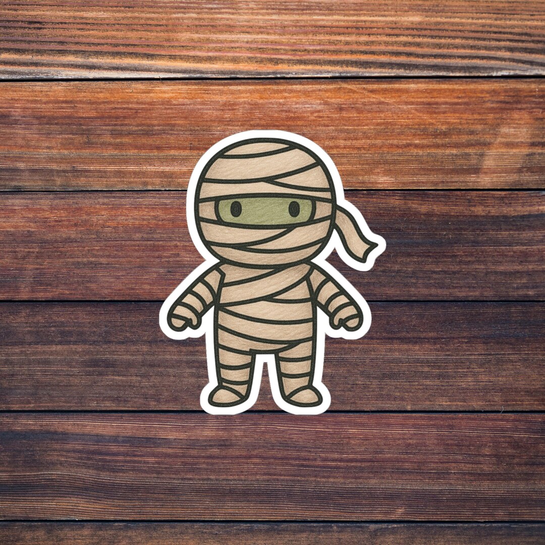 Mummy Sticker, Cute Halloween Wrapped Monster Illustration, Vintage ...