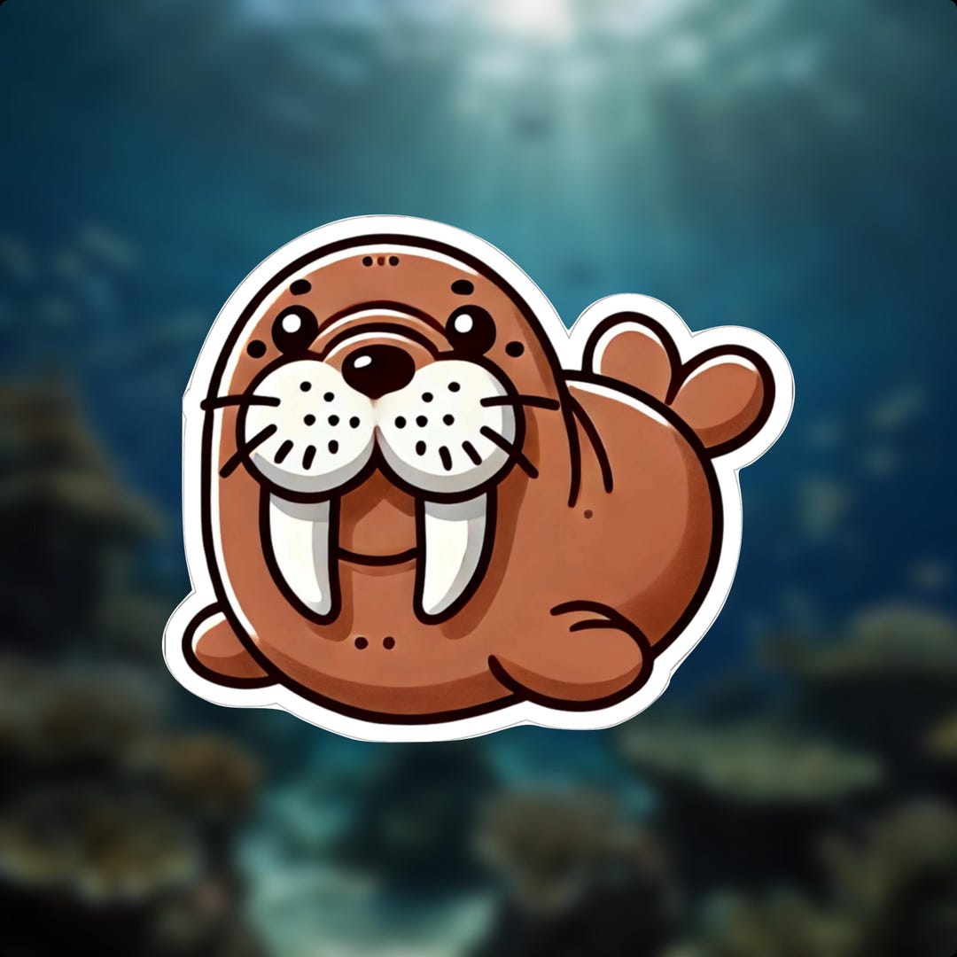 Walrus Sticker, Arctic Animal Decal, Marine Mammal Vinyl, Ocean ...
