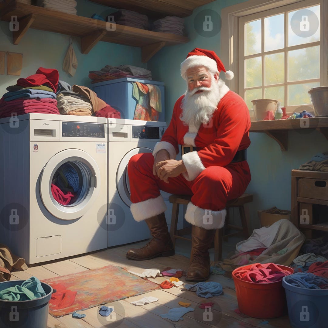 Santa Claus Laundry Room Printable, Holiday Art Decor, Funny Christmas ...