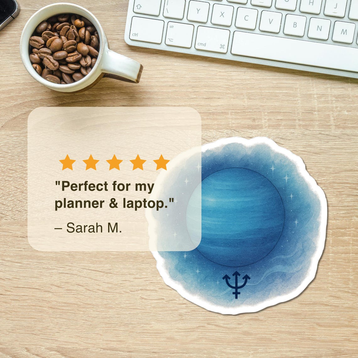 Neptune Planet Sticker, Astrology Vinyl Decal, Celestial Ocean Blue Art ...