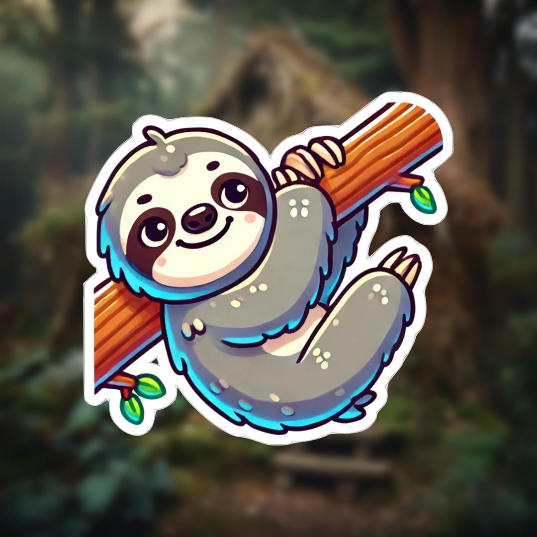 Sloth Stickers - Cute Animal Kiss-cut Sticker Sheet, Slow Sloth Design ...