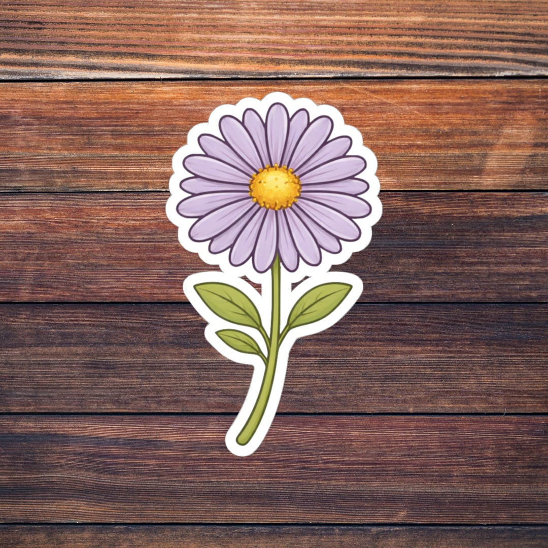 September Birth Flower Aster Sticker, Purple Floral Art, September ...