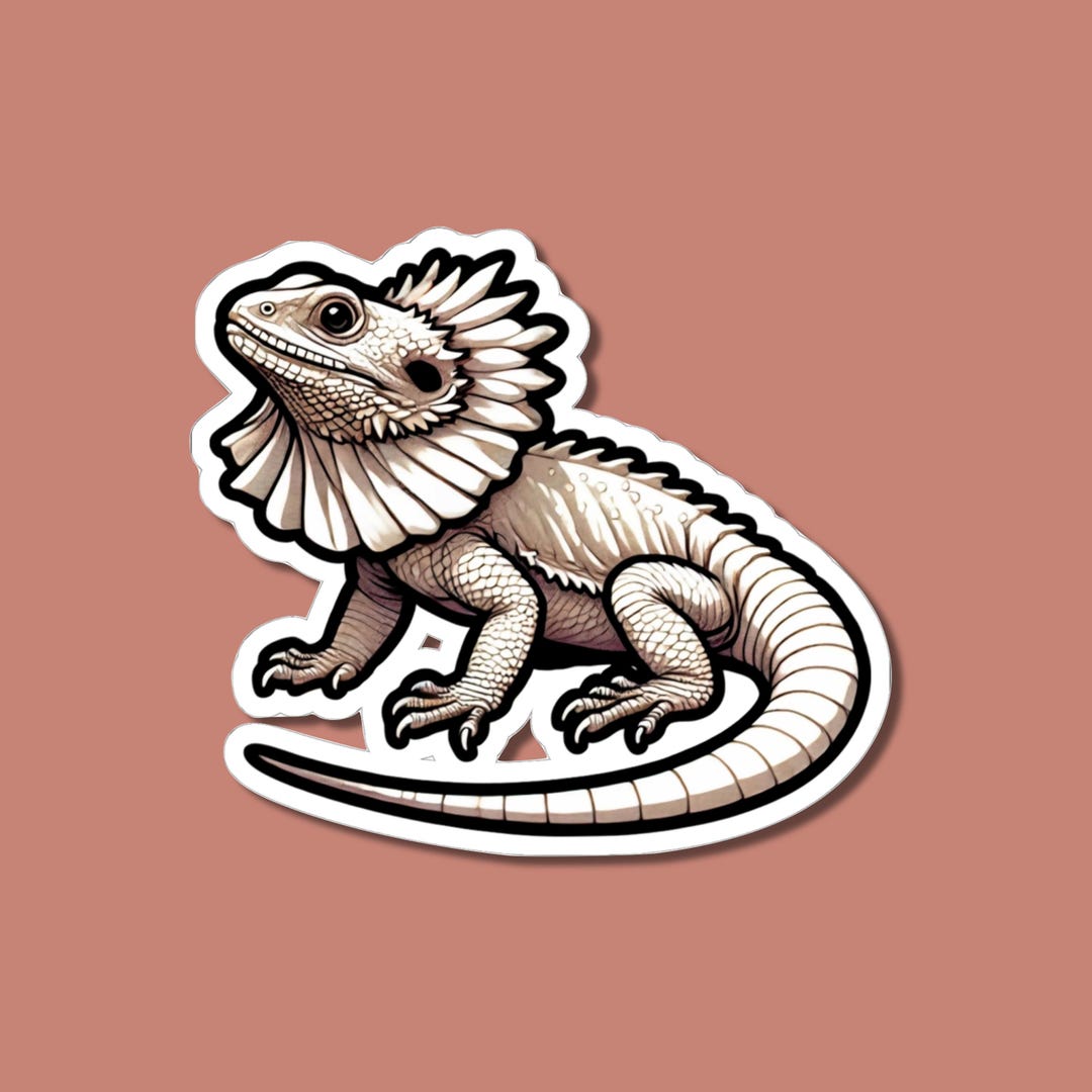 Frilled Lizard Sticker, Exotic Reptile Decal, Jungle Creature Vinyl ...