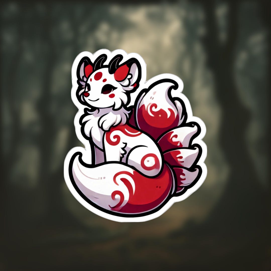 Kitsune Stickers, Cute Fox Decals, Japanese Mythology Decor, Laptop ...