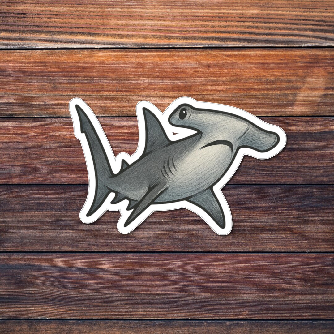 Hammerhead Shark Sticker, Iconic Ocean Predator Kiss-cut Decal, Marine ...