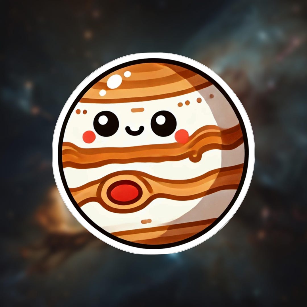 Jupiter Sticker, Giant Planet Decal, Solar System Vinyl, Space Lover ...