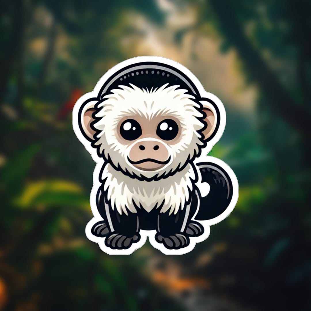 Capuchin Monkey Sticker, Cute Primate Decal, Playful Jungle Vinyl ...