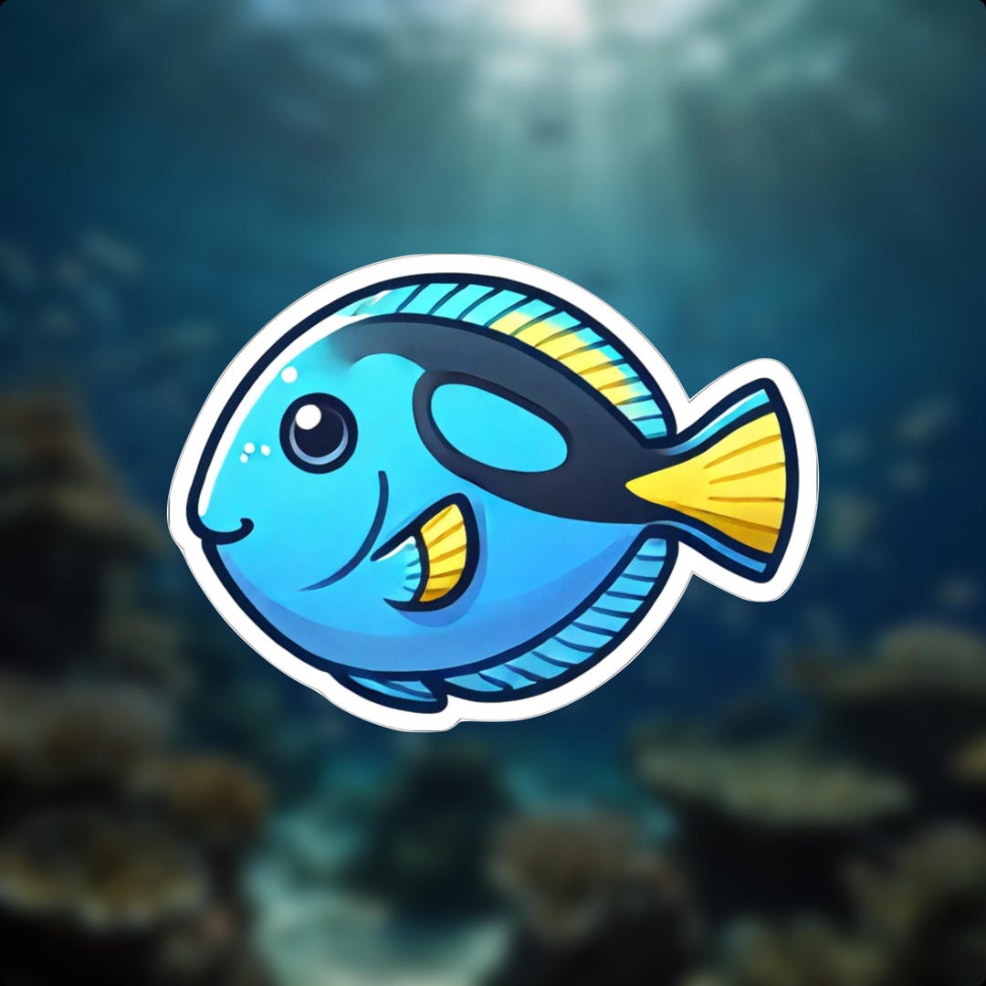 Blue Tang Sticker, Tropical Fish Decal, Ocean Life Vinyl, Aquarium ...