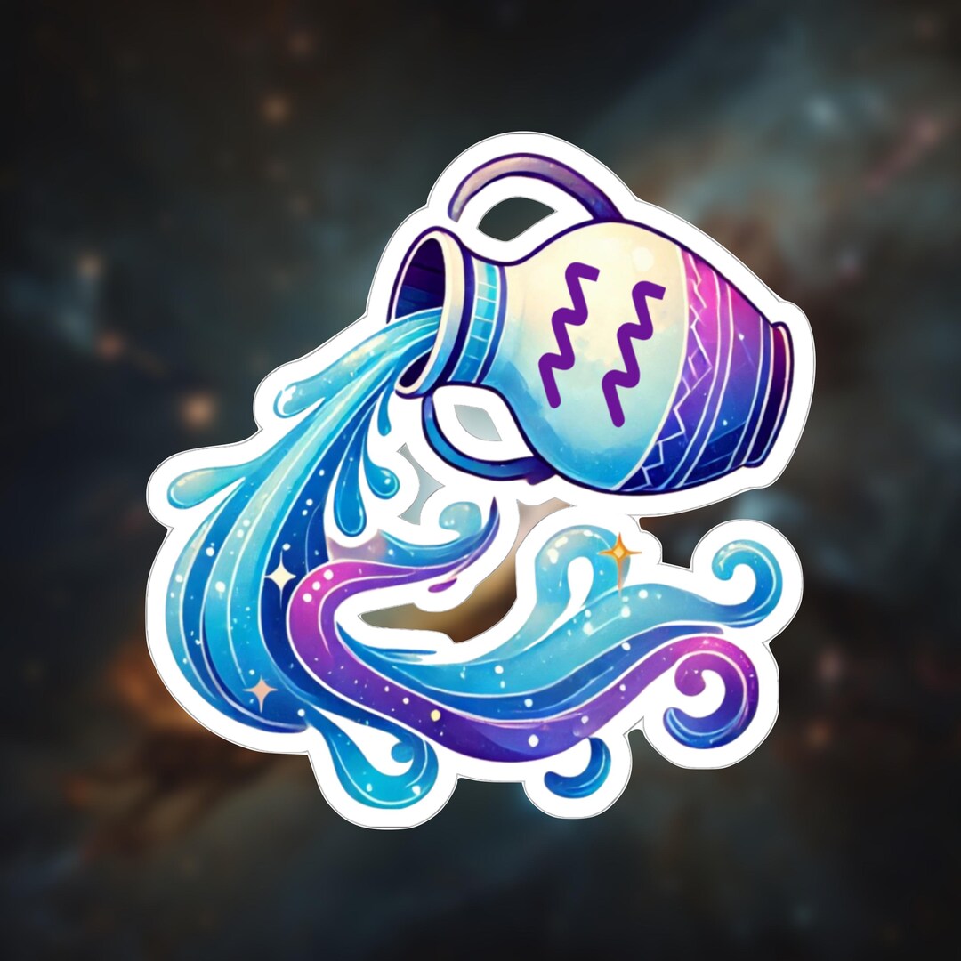 Zodiac Aquarius Stickers | Celestial Water Bearer Decals for Laptops ...