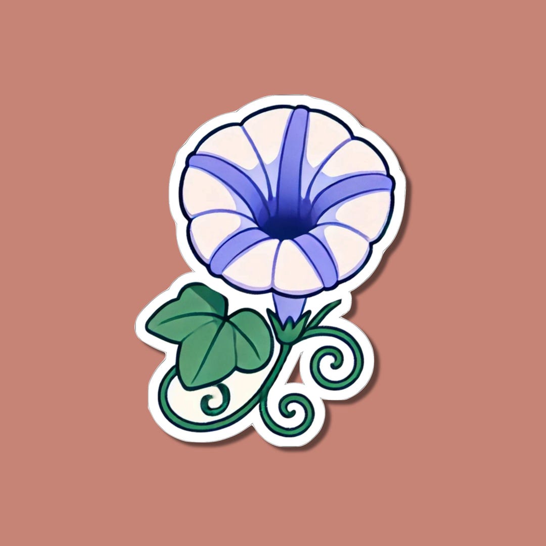 Morning Glory Sticker, Vining Flower Decal, Bright Bloom Vinyl ...