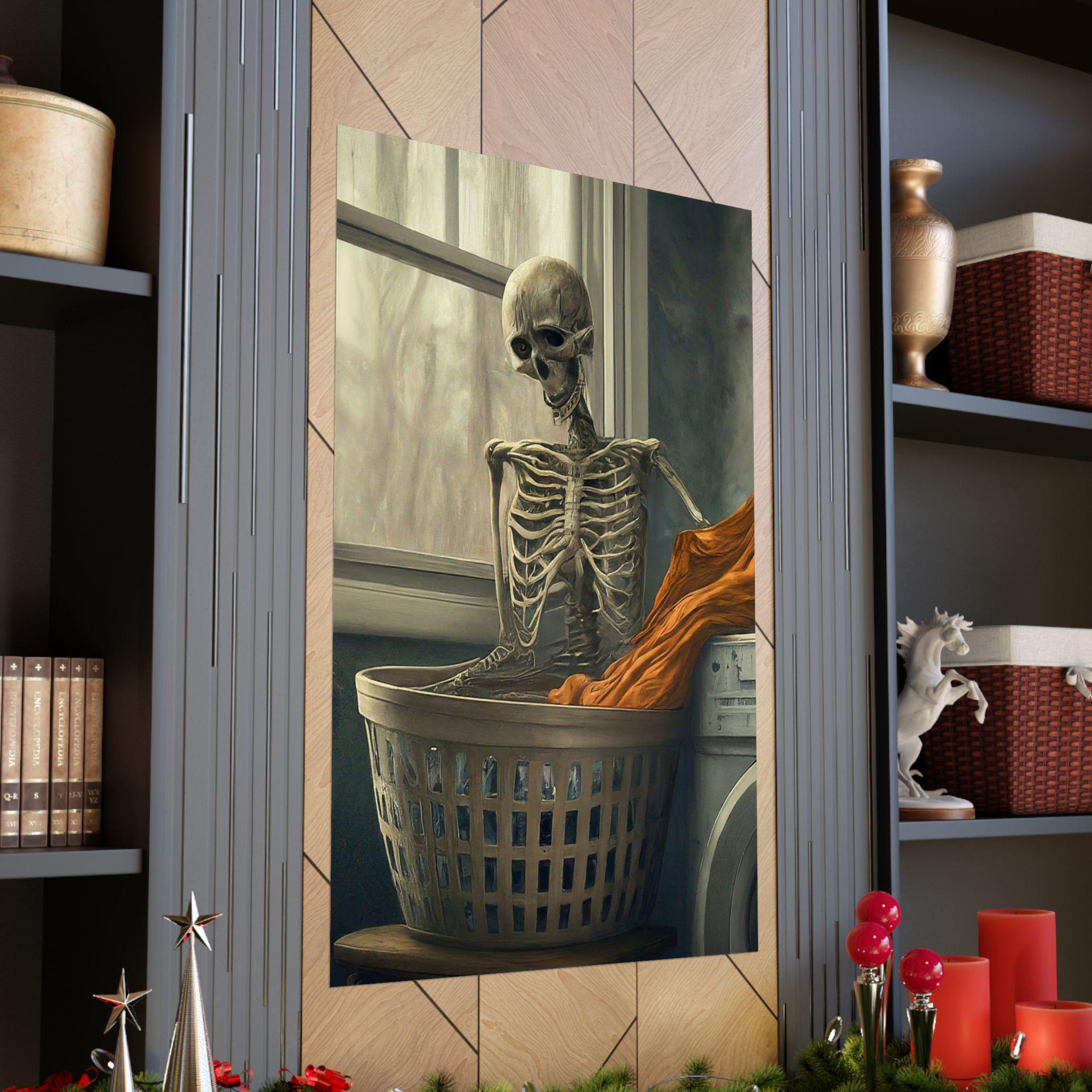 Skeleton Doing Laundry Poster | Funny Vertical Wall Art | Matte Print ...