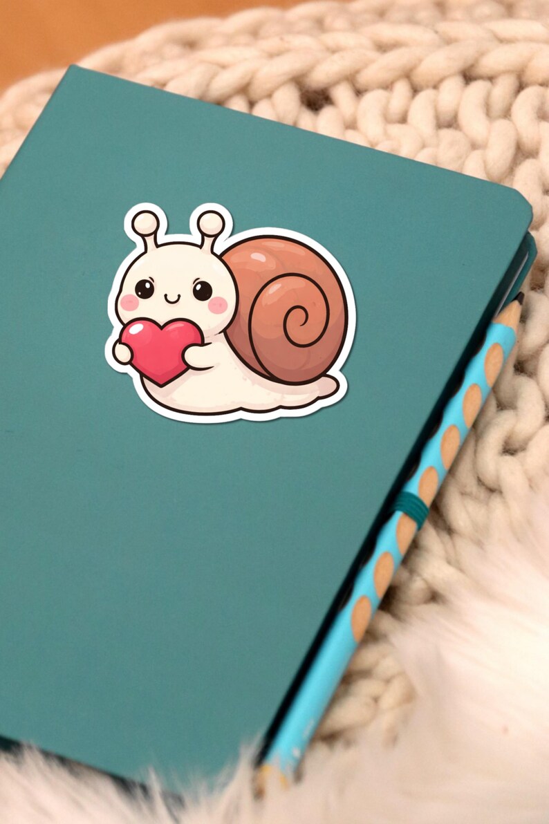 Snail Valentine Sticker, Cute Snail Holding Heart, Kawaii Valentine ...