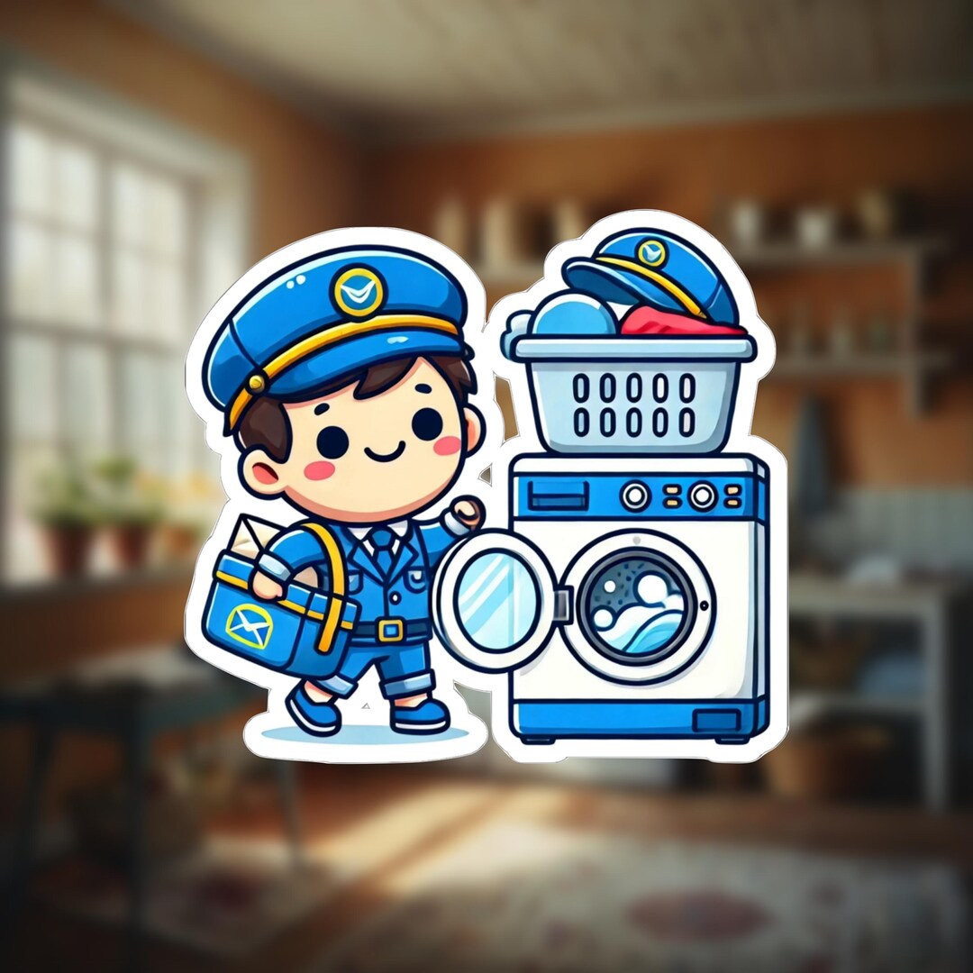 Mailman Laundry Sticker - Fun Postal Worker Gift, Funny Laundry Day ...