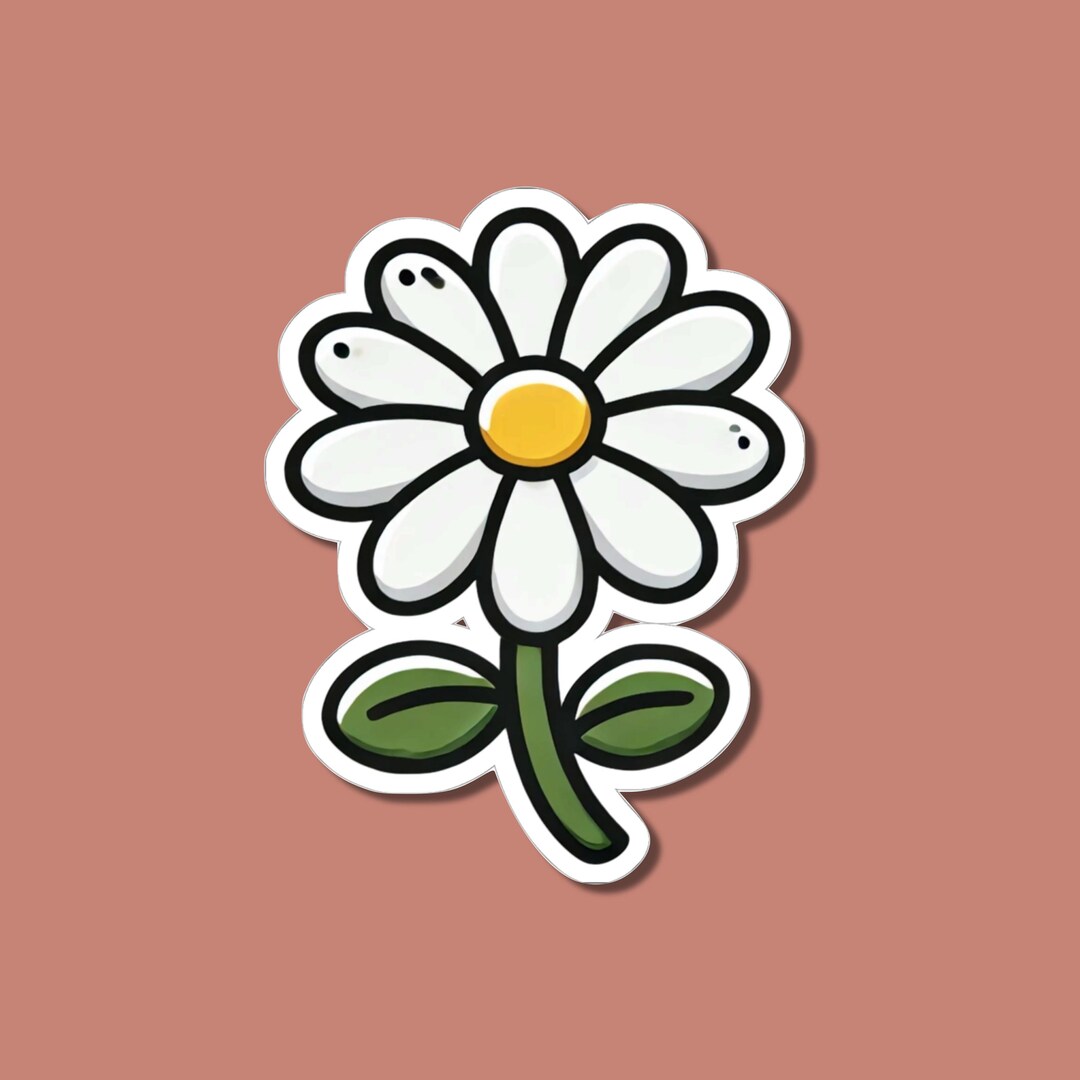Daisy Sticker, Simple Flower Decal, Garden Bloom Vinyl, Botanical ...