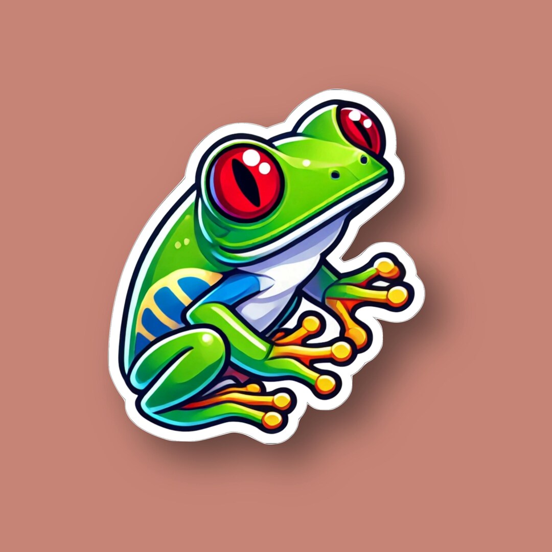 Tree Frog Sticker, Jungle Amphibian Decal, Cute Frog Vinyl, Rainforest ...