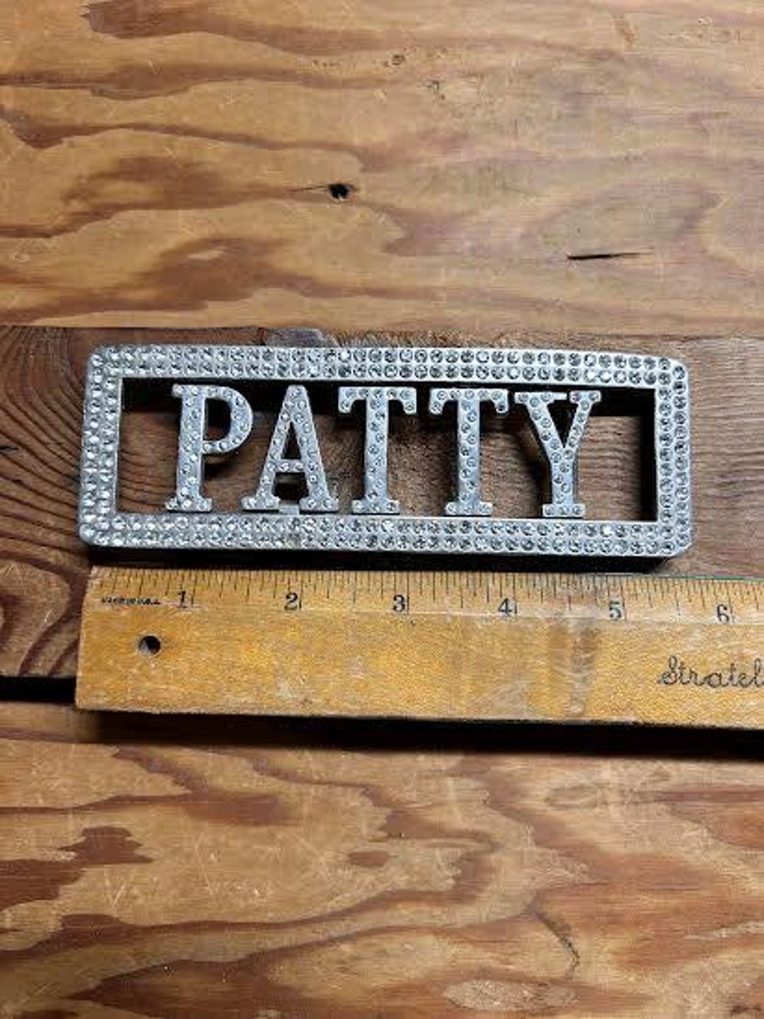 Vintage Rhinestone PATTY 5.5" Belt Buckle Y2K - Etsy