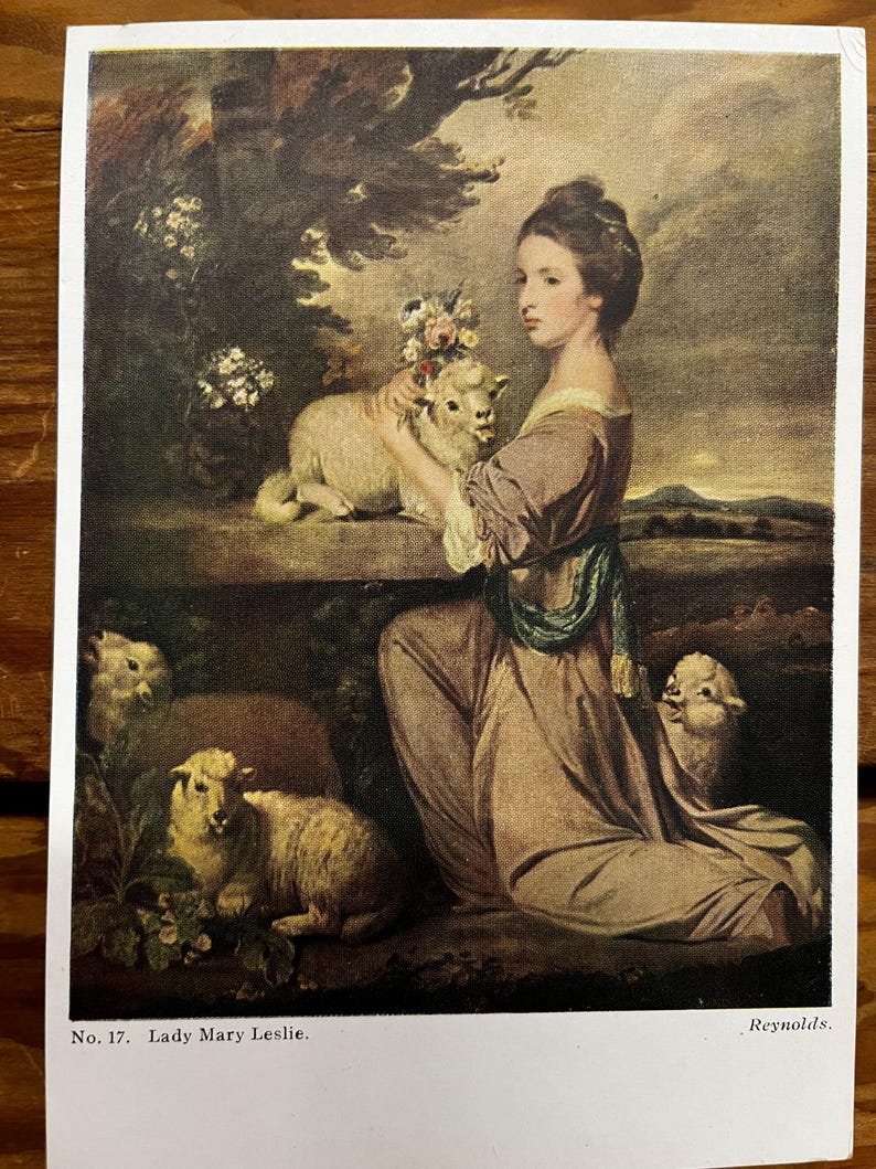 Antique 1900's Postcard of Lady Mary Leslie by Reynolds - Etsy