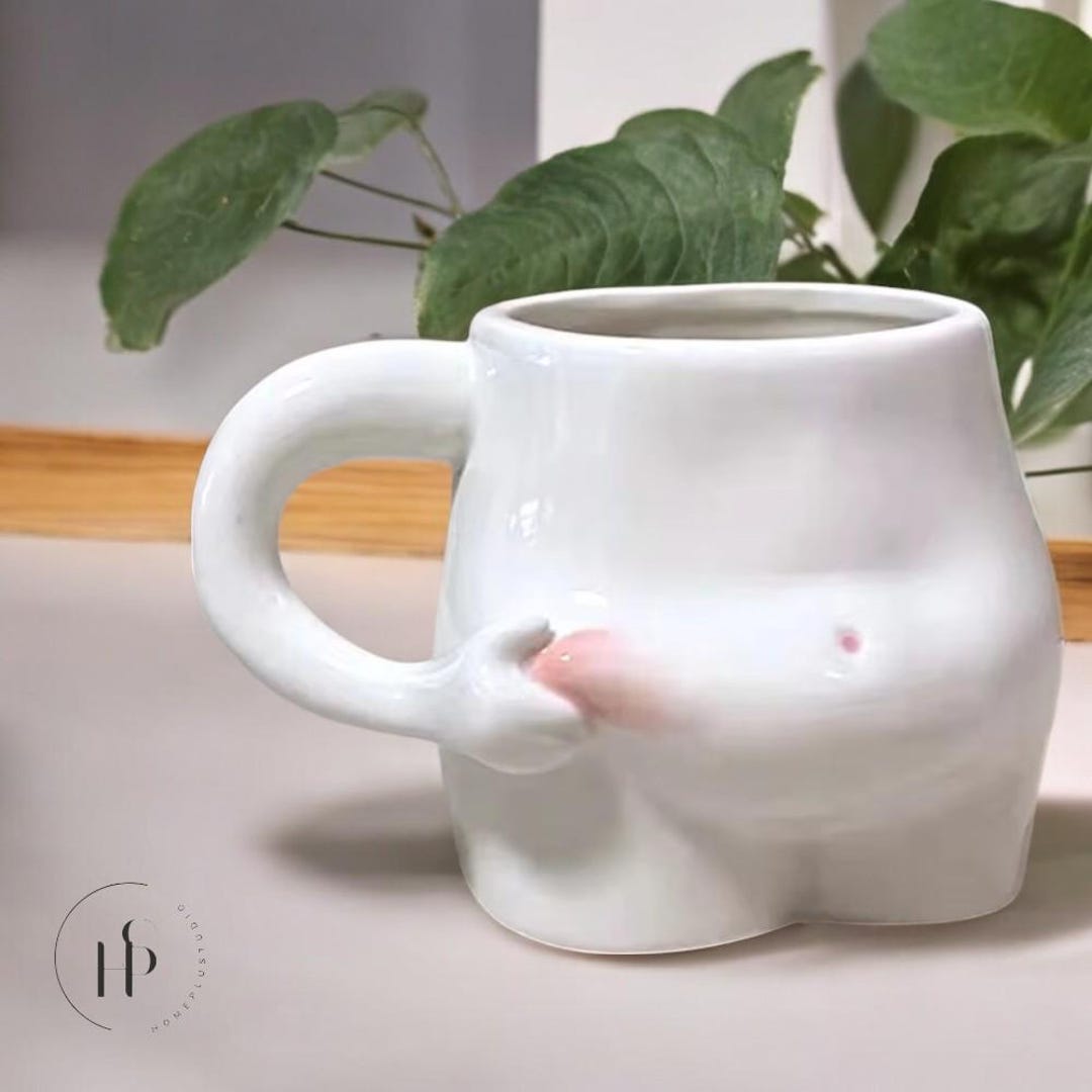 Cute Belly Pinch Butt Ceramic Coffee Mug Funny Art Cup Modern Home ...