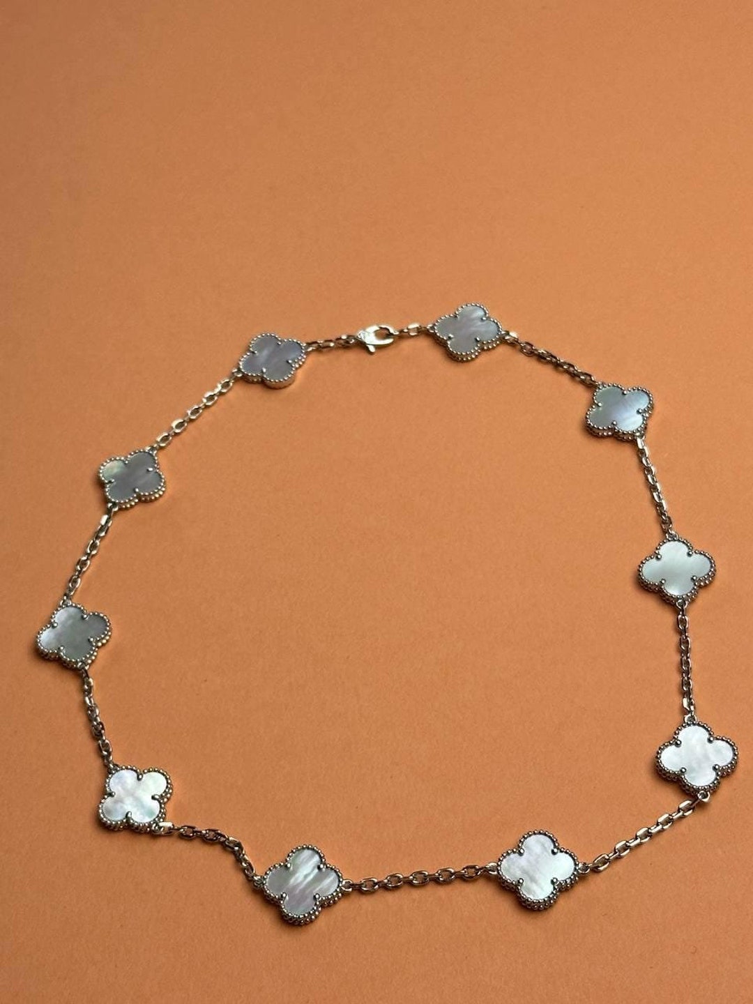 Van Cleef & Arpels White Gold Curb Chain Ten Motif Womens Antique Style ...