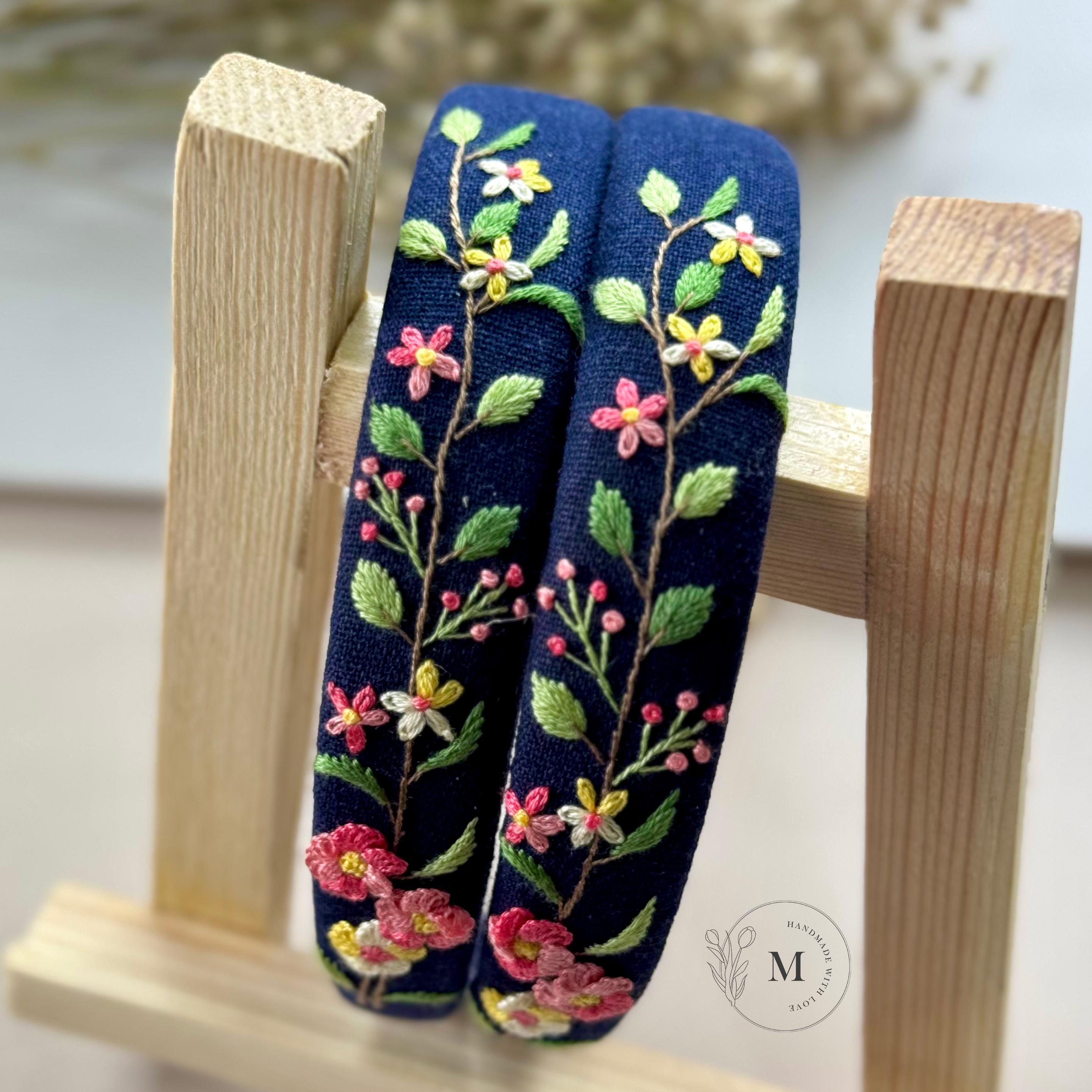 Customized Headband Floral Hand Embroidered, Handmade Flower Hairband ...