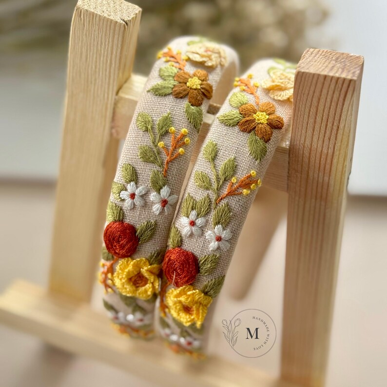 Customized Headband Floral Hand Embroidered, Handmade Flower Hairband ...