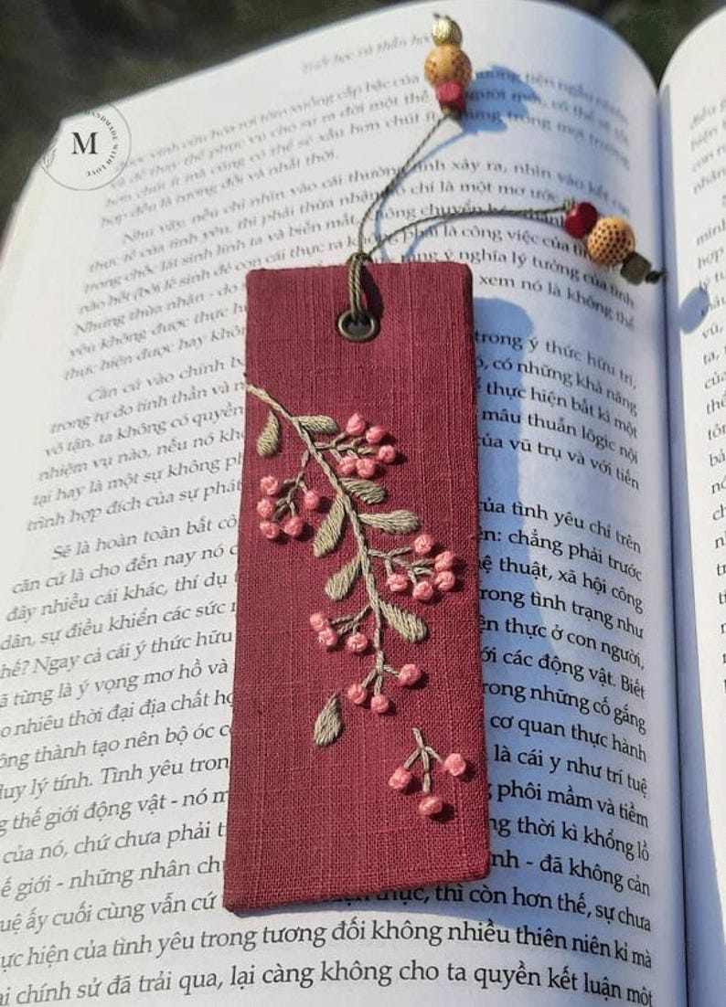 Personalized Bookmark Christmas Reindeer Hand Embroidered, Custom Name ...