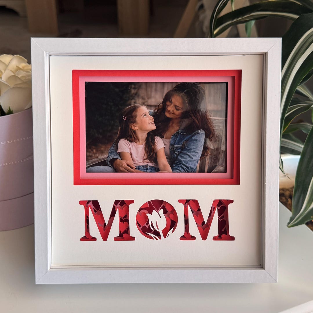 Mom - Shadow Box Frame Template | DIY Photo Frame | Cut Files (SVG, PDF ...