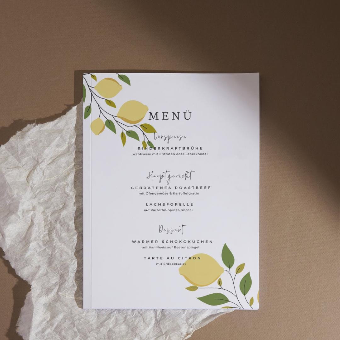 Menu Card E.g. for Parties, Weddings, Birthday Parties Etc. | Template ...