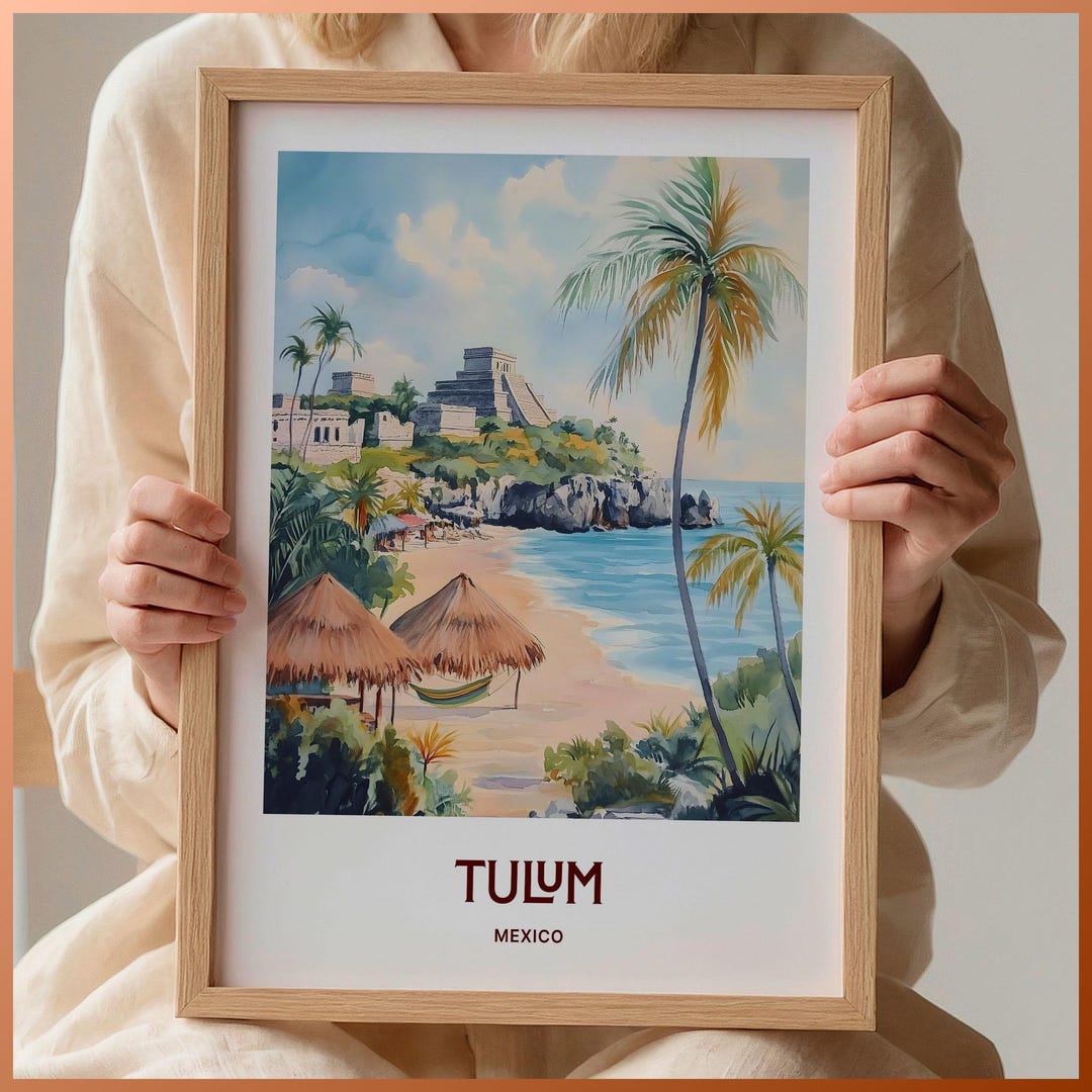 Tulum Beach Wall Art, Mexican Travel Poster, Minimalist Framed Print ...