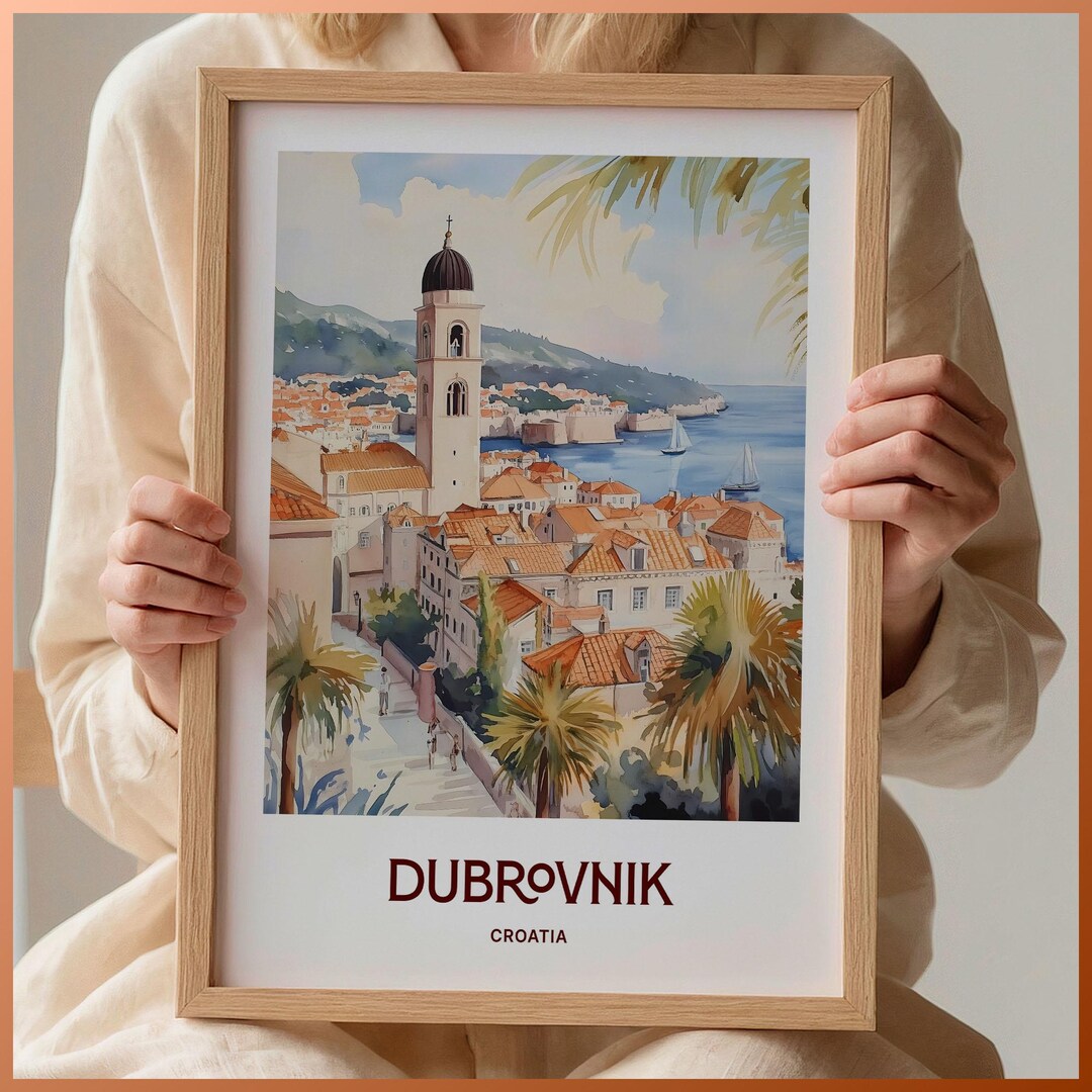 Dubrovnik Croatia Travel Poster Print, Minimalist Wall Art, Pastel ...