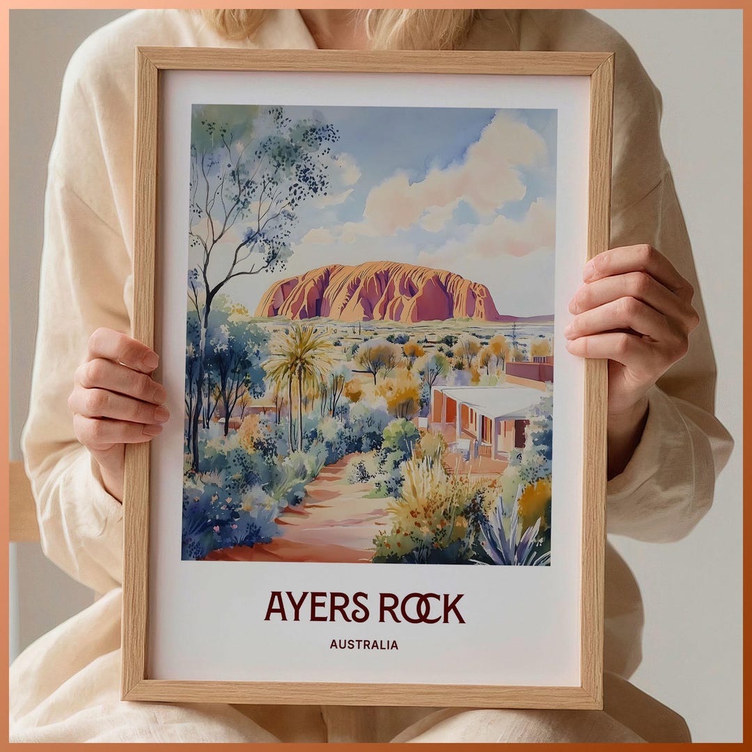Ayers Rock Print, Uluru Poster, Minimalist Wall Art, Australia Art ...