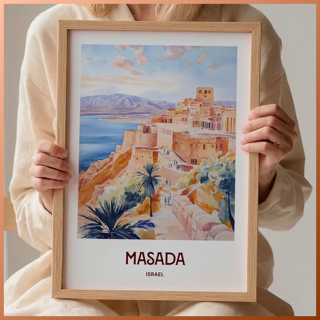 Masada Israel Print: Minimalist Retro Travel Poster - Etsy