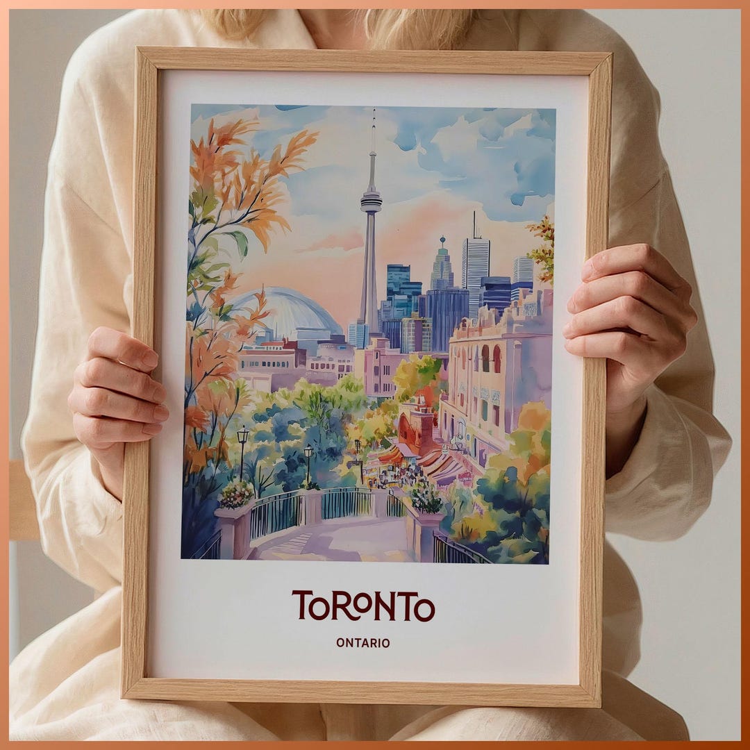 Toronto City Skyline Print, CN Tower Art, Minimalist Canada Poster ...